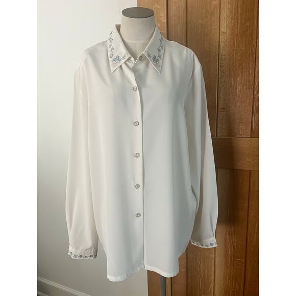 Koret | Tops | Koret Womens Vintage Cream Floral Cottagecore Button Up ...